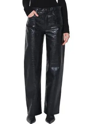 AGOLDE Arc Croc-embossed Faux Leather Pants - Croc Croc Textured Blk
