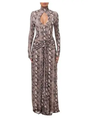 Naked Wardrobe Snake Print Maxi Dress - Nude Snakeskin