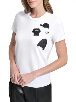 Dkny Pins & Patches Appliqué T-shirt - White