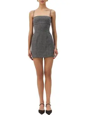 For Love & Lemons Savannah Plaid Mini Dress - Black