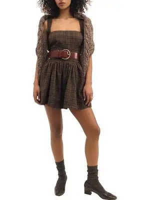 For Love & Lemons Ginny Plaid Mini Dress - Brown