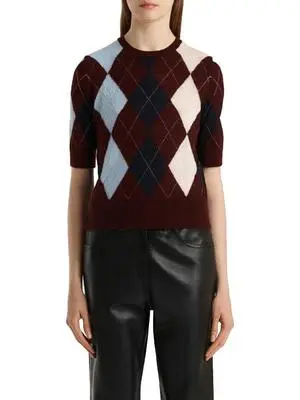 Khaite Anders Argyle Cashmere & Mohair Sweater - Merlot Multi
