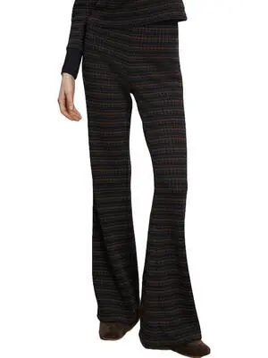 Veronica Beard Yadira Stripe Knit Pants - Navy Dark Umber Multi