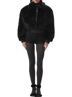 AFRM Adelaide Faux Fur Crop Coat - Noir