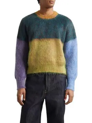 WASTE YARN PROJECT Laerke Brushed Colorblock Crewneck Sweater - Multi Stripes