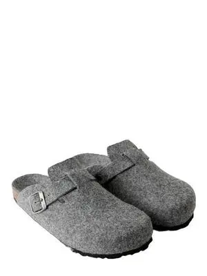 Mango Felt Clogs With Buckle Charcoal