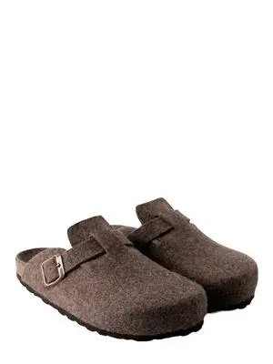 Mango Felt Clogs With Buckle Medium Brown