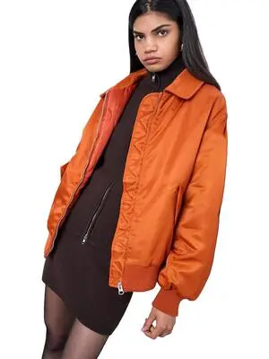 Topshop Nylon Bomber Jacket - Orange
