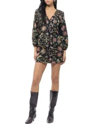 Adelyn Rae Juno Embroidered Mini Dress - Black