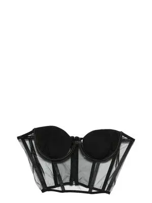 NENSI DOJAKA Mesh-panel Corset Top - Black