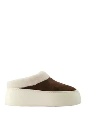 GIUSEPPE ZANOTTI Suede Platform Mules - Brown