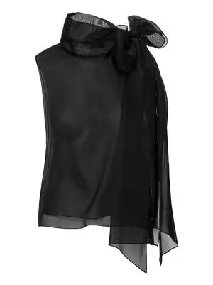 LITA COUTURE Bow-detail Sleeveless Blouse - Black