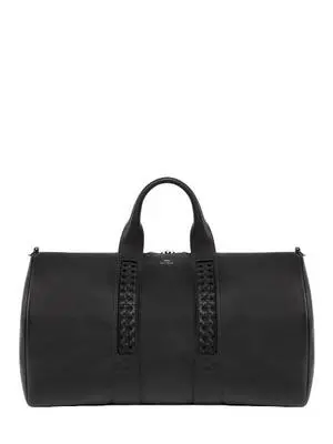 AVITEUR Leather Weave Duffle Bag - Black