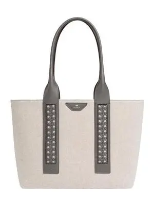 AVITEUR Intreccio Weave Canvas Tote - Elephant Grey