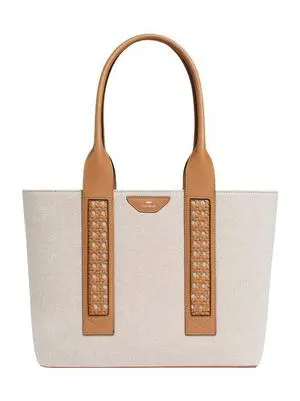 AVITEUR Intreccio Weave Canvas Tote - Walnut