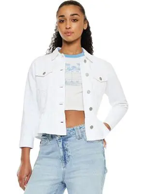 KANCAN Marilou Peplum Denim Jacket - White