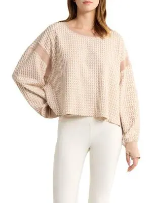 Free People Textured Waffle Knit Cutout Top - Sandy