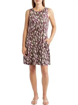 Tommy Bahama Darcy Cheetah Cove Fit & Flare Dress - Grape Wine