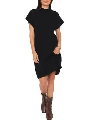 PETAL & PUP Wright Mock Neck Sweater Dress - Black