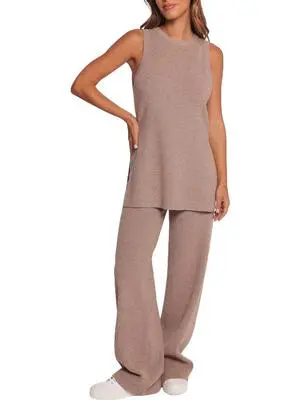 PETAL & PUP Ellory Knit Tank & Pants Set - Taupe Marle