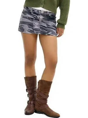 BDG URBAN OUTFITTERS Camo Denim Carpenter Miniskirt - Grey
