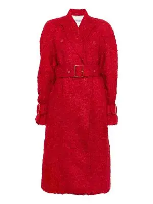 ROWEN ROSE Tweed Trench Coat - Red