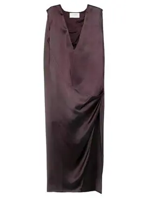 Sportmax V-neck Draped Maxi Dress - Brown