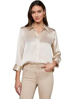 L'Agence Dani Silk Blouse Top - Champagne