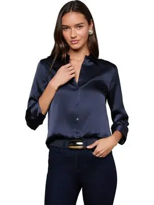L'AGENCE Dani Silk Blouse Top