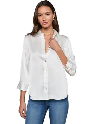 L'Agence Dani Silk Blouse Top - Ivory