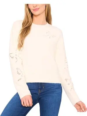CECE DUPRAZ Lace Bow Sweater - Buttercream