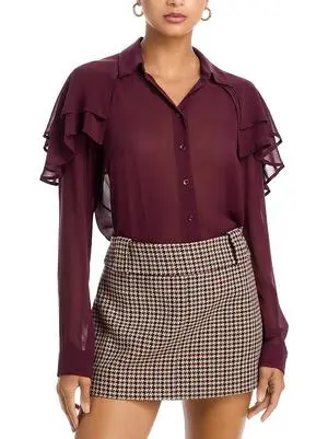 FRAME The Silk Cape Blouse - Cabernet