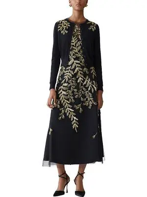 Carolina Herrera Embellished Long Sleeve Cardigan - Black/gold