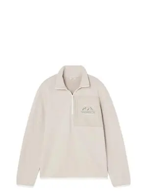 Brunello Cucinelli Printed Cashmere-blend Half-zip Sweatshirt - Neutrals
