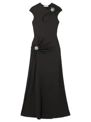 Christopher Esber Hollow Cutout Embellished Ribbed Jersey Maxi Dress - Gray