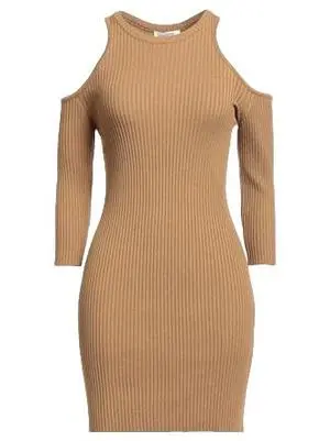 KONTATTO KONTATTO Ribbed-Knit Mini Dress Beige