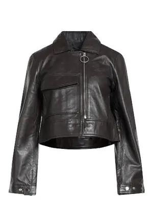MUUBAA Slate Sheepskin Leather Bomber Jacket - Brown