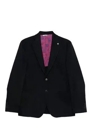 MANUEL RITZ Herringbone-weave Single-breasted Blazer - Blue