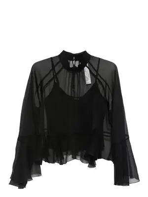 TWINSET Ruffled High-neck Top - Black