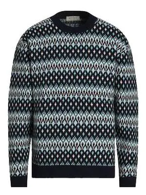 WOOL & CO Intarsia-knit Crewneck Sweater - Blue