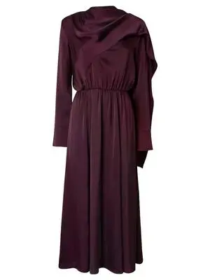 Pinko Draped Satin Midi Dress Purple