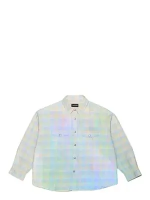 MAINLESS Flap Pockets Plaid Shirt - Blue