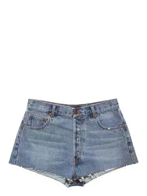 MAINLESS Frayed Denim Shorts - Blue