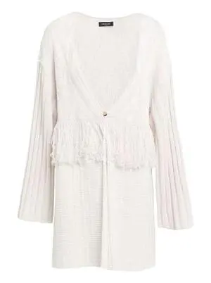 Fabiana Filippi Jacquard Knit Cardigan With Fringe - White