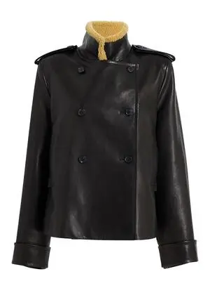 Khaite Dean Shearling-collar Leather Jacket - Black