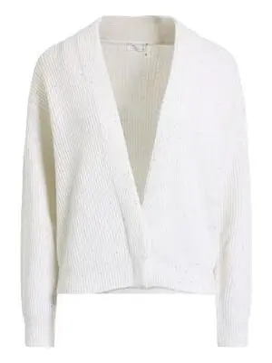 Peserico Virgin Wool Blend Cardigan With Sequins - White