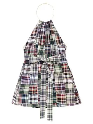 Cynthia Rowley Marisol Madras Checked Dress - Blue