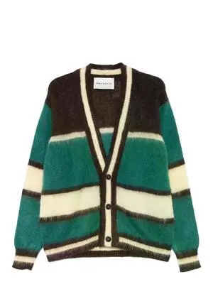 AMARANTO Striped V-neck Cardigan - Green