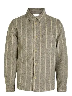LES DEUX Lennon Striped Bouclé Overshirt - Grey
