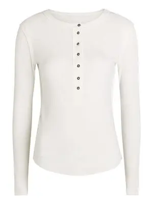 Free People Jamie Henley Ribbed Stretch-cotton Top - Ivory